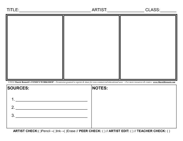3-Panel Comic Strip TEMPLATE (+ Research Notes) – www.MarekBennett.com