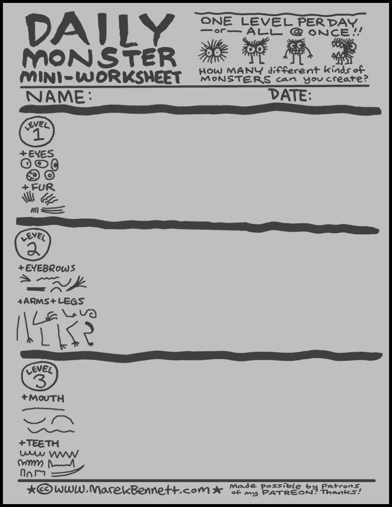 Let’s Draw MONSTERS! (LEVELS 1-5) – www.MarekBennett.com