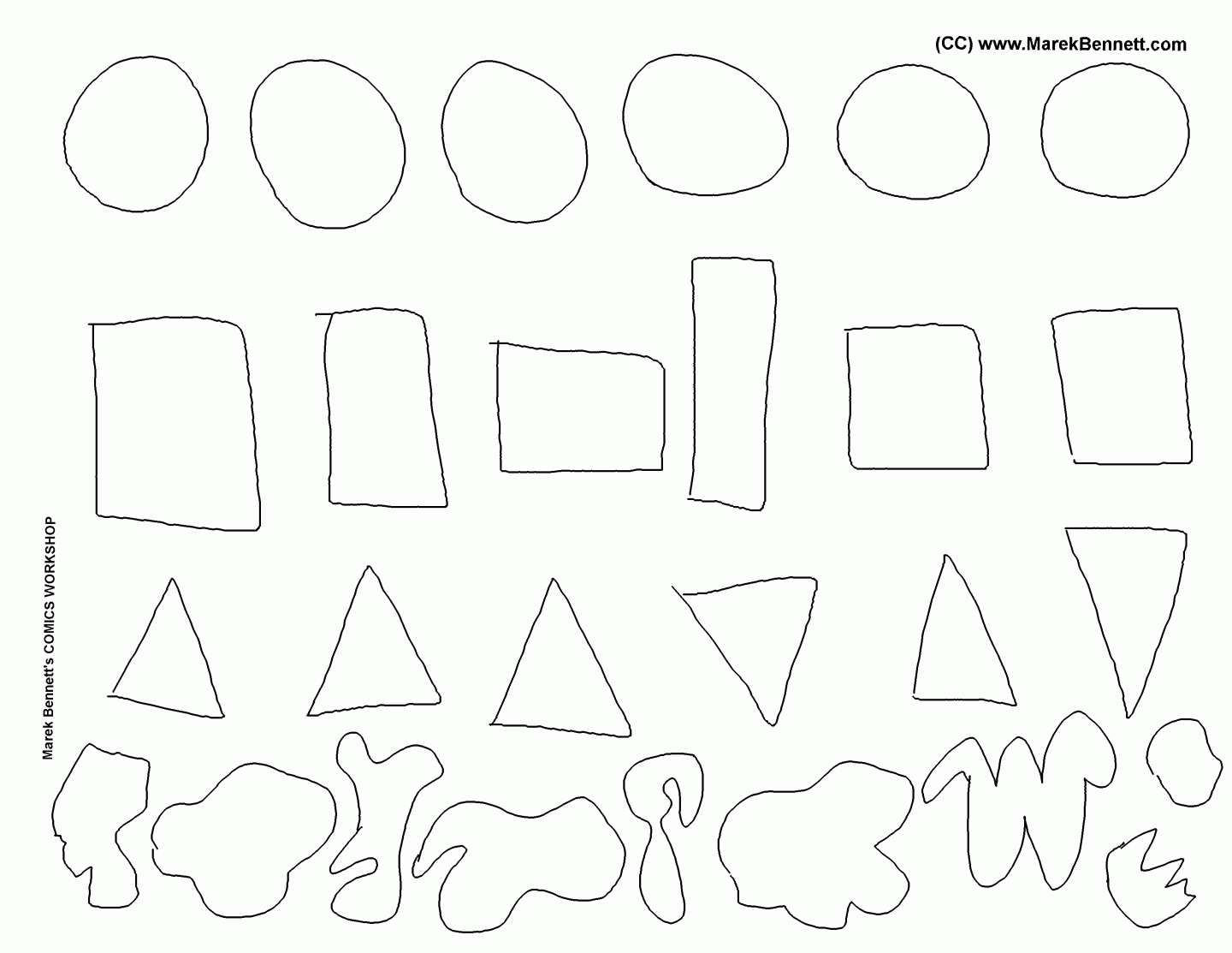 Cartooning Basics #1: Shapes & Faces – www.MarekBennett.com