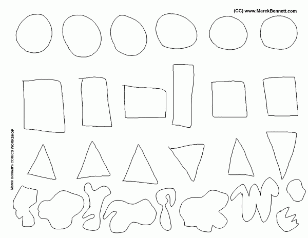 Cartooning Basics #1: Shapes & Faces – www.MarekBennett.com
