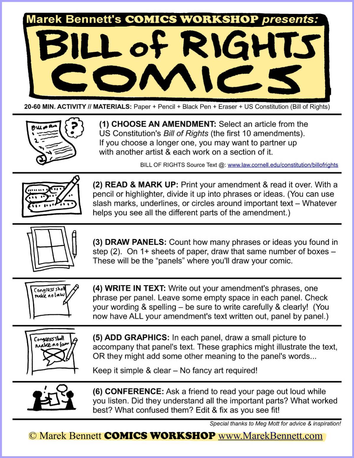 “Bill of Rights” Comics Activity – www.MarekBennett.com