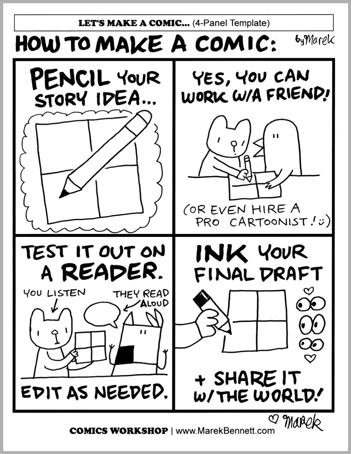 4-Panel Comics Template – www.MarekBennett.com