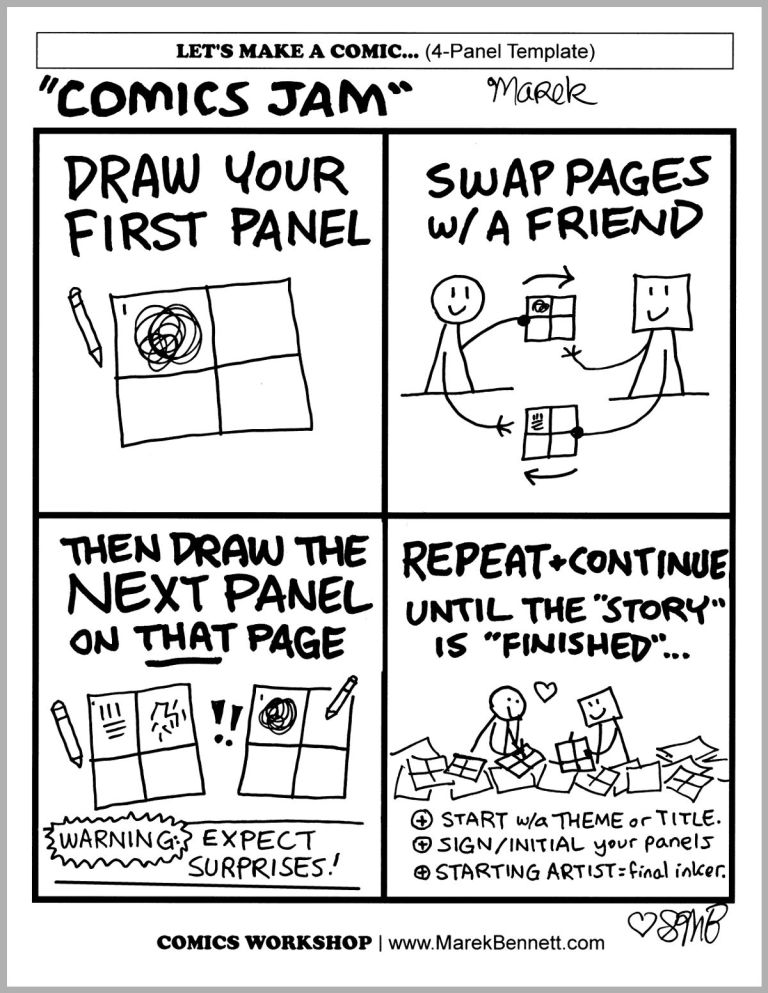 4-Panel Comics Template – www.MarekBennett.com