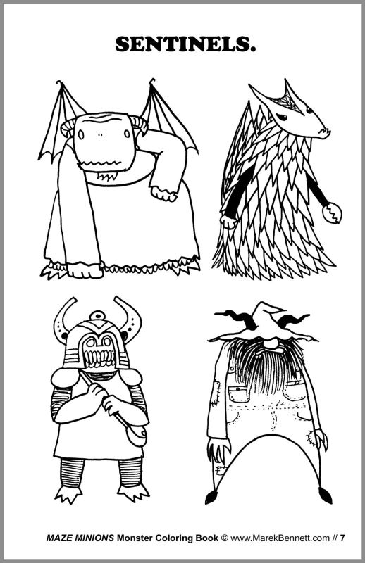 MAZE MINIONS™ Monster Coloring Book – www.MarekBennett.com