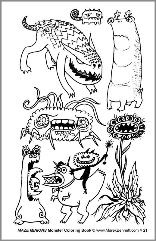 MAZE MINIONS™ Monster Coloring Book – www.MarekBennett.com