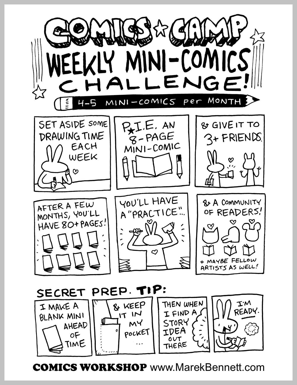 COMICS CAMP ⭐ Weekly Mini-Comics Challenge! – www.MarekBennett.com